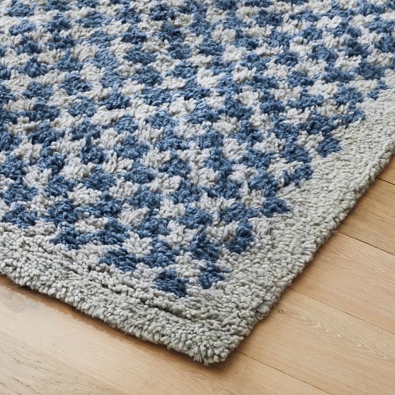 Checkered Wool Rug - Faded Navy | Pottery Barn Teen