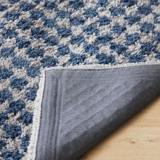 Checkered Wool Rug - Faded Navy | Pottery Barn Teen