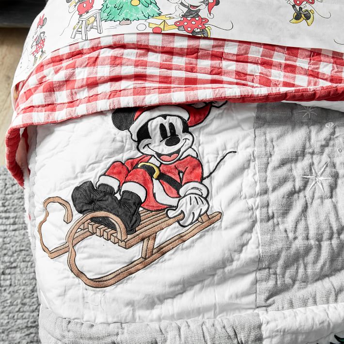 Disney Mickey Mouse Holiday Reversible Patchwork Quilt | Pottery Barn Teen
