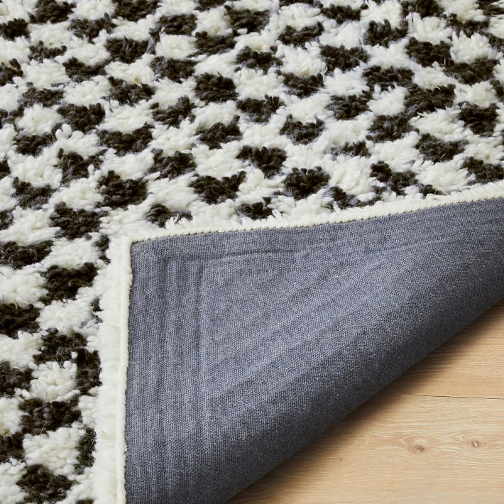 Checkered Wool Rug - Charcoal | Pottery Barn Teen