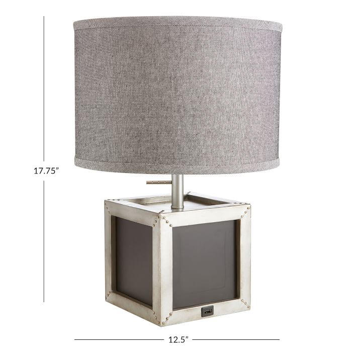 Galvanized Magnetic Table Lamp with USB | Pottery Barn Teen