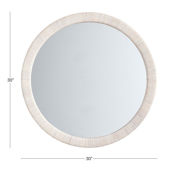 Whitewash Coastal Rattan Round Mirror | Pottery Barn Teen