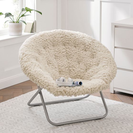 Jumbo Sherpa Natural Hang-A-Round Chair | Pottery Barn Teen
