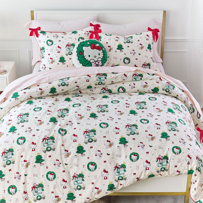 Hello Kitty® Organic Holiday Duvet | Pottery Barn Teen