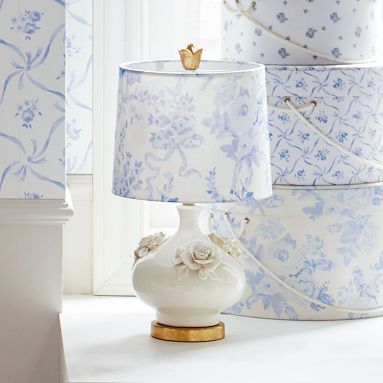 LoveShackFancy Blue Floral Table Lamp | Pottery Barn Teen