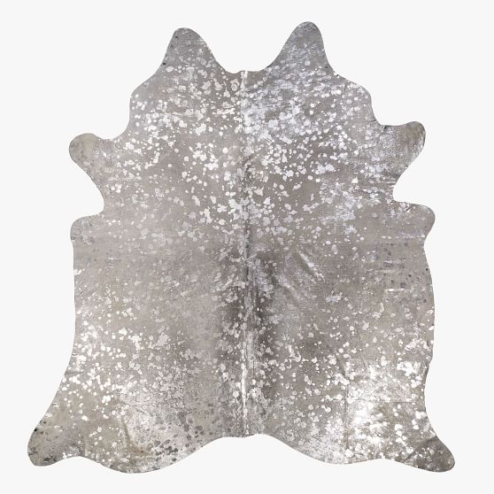 Silver Metallic Cow Hide Rug | Pottery Barn Teen