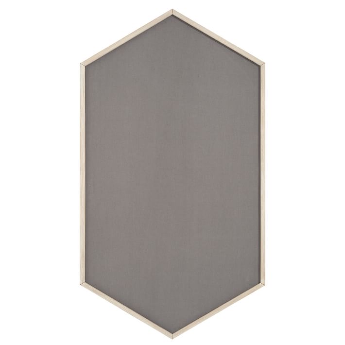 Wood Framed Hexagon Pinboard, Brushed Fog | Wall Organizers | Pottery ...