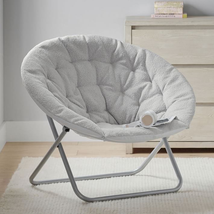 Chunky Boucle Mist Gray Hang-A-Round Chair | Pottery Barn Teen