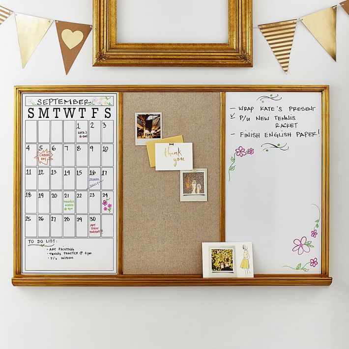 Study Wall Board, Gold Triple | Wall Organizers | Pottery Barn Teen