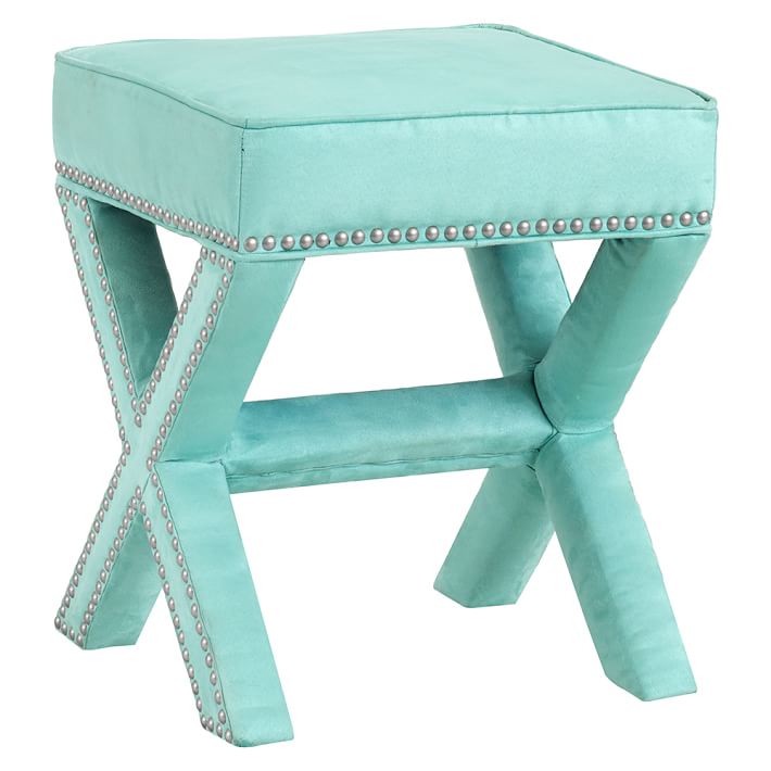 Studded X-Frame Ottoman | Pottery Barn Teen