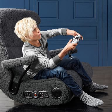 Charcoal Sherpa Double Gaming Chair | Pottery Barn Teen