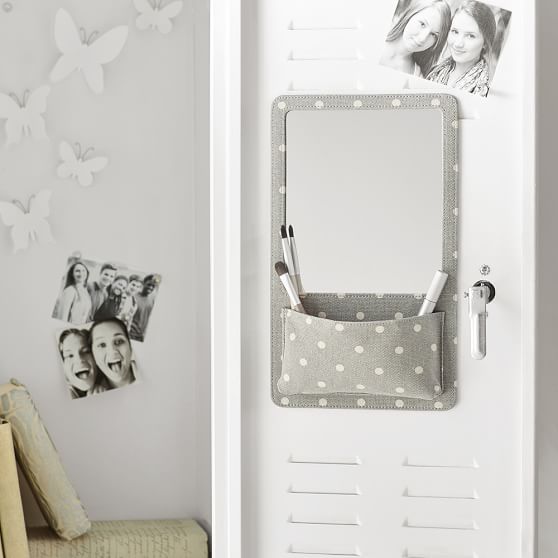 Northfield Gray Dot Locker Locker Mirror & Pocket Organizer | Pottery ...