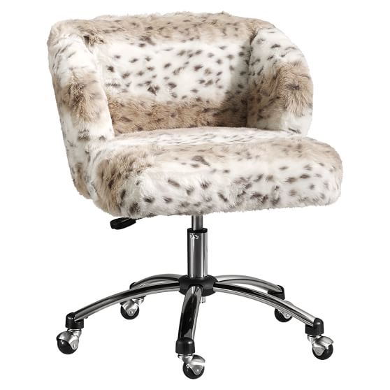 Snow Leopard Faux-Fur Wingback Chair| Desk Chair | Pottery Barn Teen