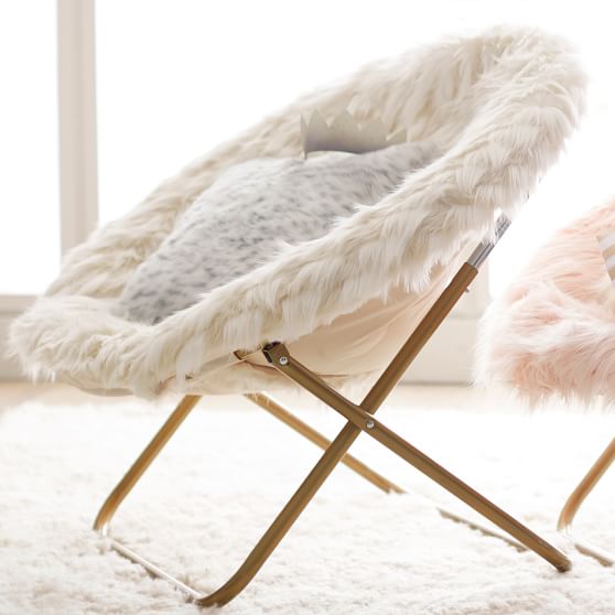 Winter Fox Faux-Fur Round Chair | Pottery Barn Teen