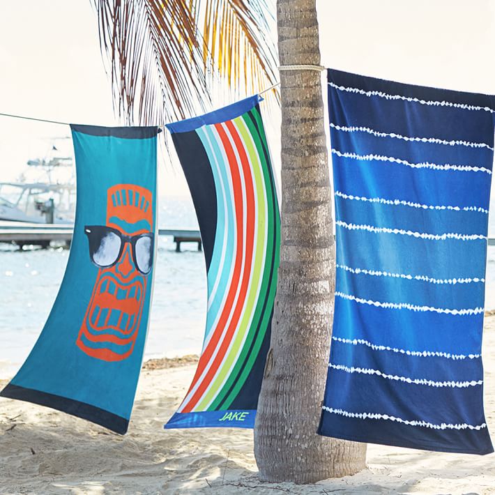 Navy Tie Dye Stripe Teen Beach Towel | Pottery Barn Teen