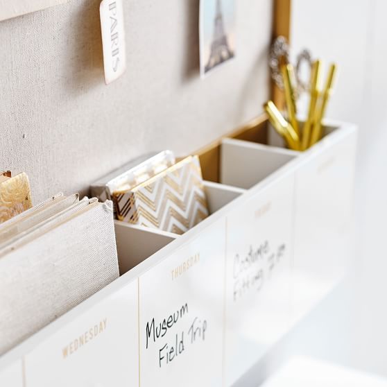 Pinboard with Dry Erase Calendar Cubby | Wall Organizers | Pottery Barn ...