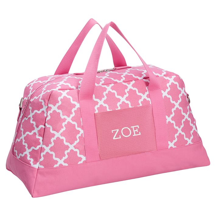 Sleepover Pink Carnation & White Diamond Lattice Duffle | Clearance ...