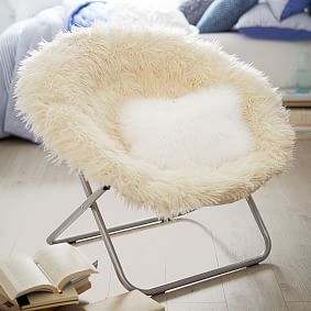 Ivory Furlicious Faux-Fur Round Chair | Pottery Barn Teen