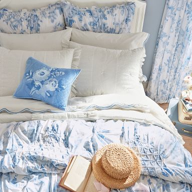 LoveShackFancy Garden Damask Smocked Quilt | Pottery Barn Teen