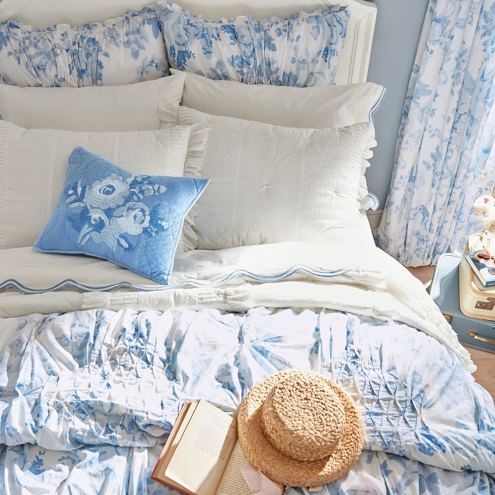 LoveShackFancy Garden Damask Smocked Quilt | Pottery Barn Teen