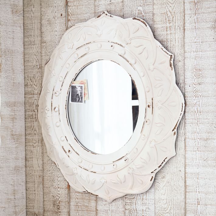 Antique White Framed Decorative Mirror | Pottery Barn Teen