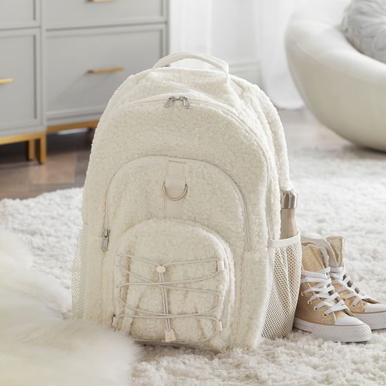 Open Box: Gear-Up Cream Solid Cozy Sherpa Backpack | Pottery Barn Teen