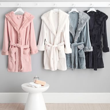 Hooded Ice Faux-Fur Teen Robe | Pottery Barn Teen