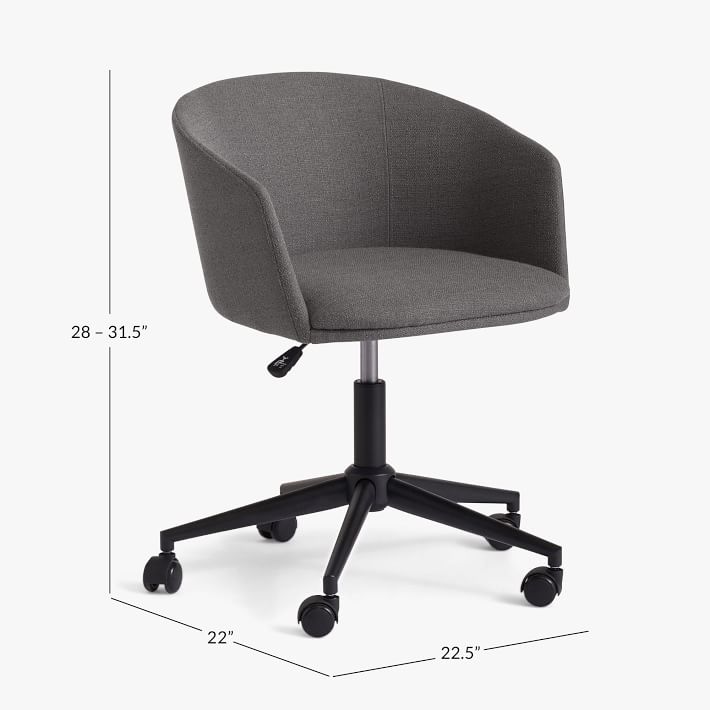 Classic Plain Weave Scoop Swivel Desk Chair - Charcoal | Pottery Barn Teen
