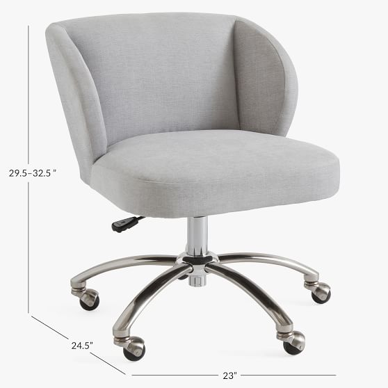 Open Box: Chenille Plain Weave Washed Light Gray Wingback Swivel Desk ...