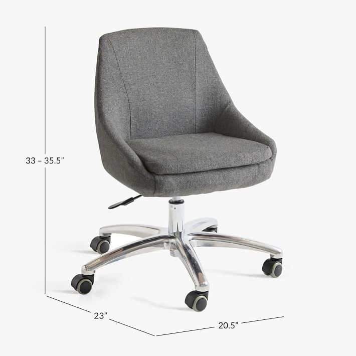Tweed Mathis Swivel Desk Chair - Charcoal | Pottery Barn Teen