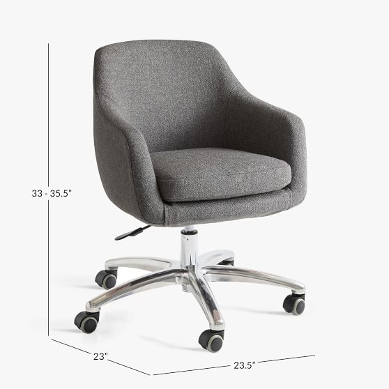Tweed Baylor Swivel Desk Chair - Charcoal | Pottery Barn Teen
