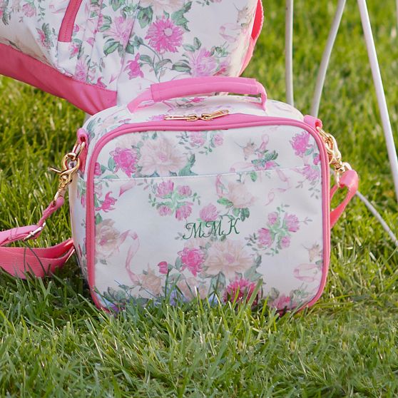 LoveShackFancy Pink Floral Ribbon Backpack and Cold Pack Lunch Box ...