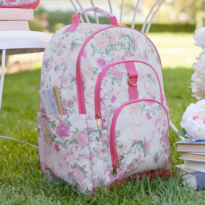 LoveShackFancy Pink Floral Ribbon Backpack and Slim Water Bottle Bundle ...