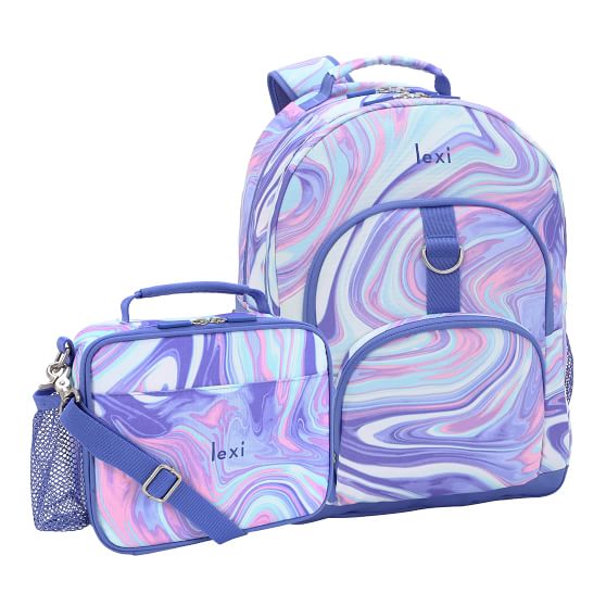 Gear-Up Pink/Purple Marble Backpack & Cold Pack Lunch Box Bundle, Set ...