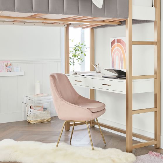 Open Box: Lustre Velvet Dusty Blush Mathis Stationary Desk Chair ...