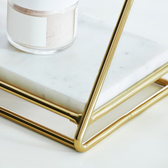Marble and Gold Tiered Beauty Organizer | Pottery Barn Teen