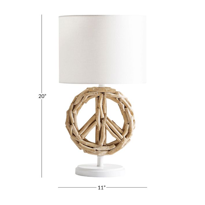Driftwood Peace Sign Table Lamp | Pottery Barn Teen