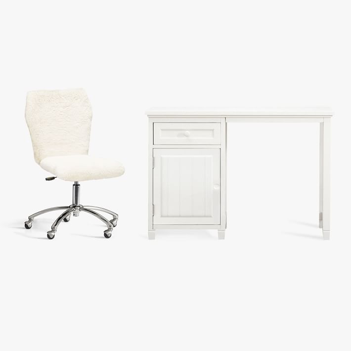 Beadboard Space Saving Desk and Sherpa Ivory Airgo Desk Chair Set ...