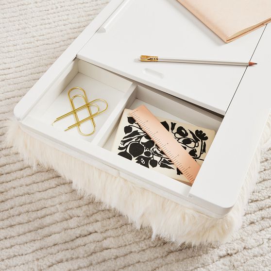 Feathery Fur Super Storage Lapdesk-Ivory | Pottery Barn Teen