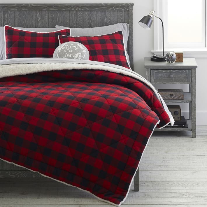 Buffalo Plaid Sherpa Comforter | Pottery Barn Teen