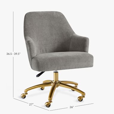 Distressed Velvet Pleated Swivel Desk Chair - Metal | Pottery Barn Teen