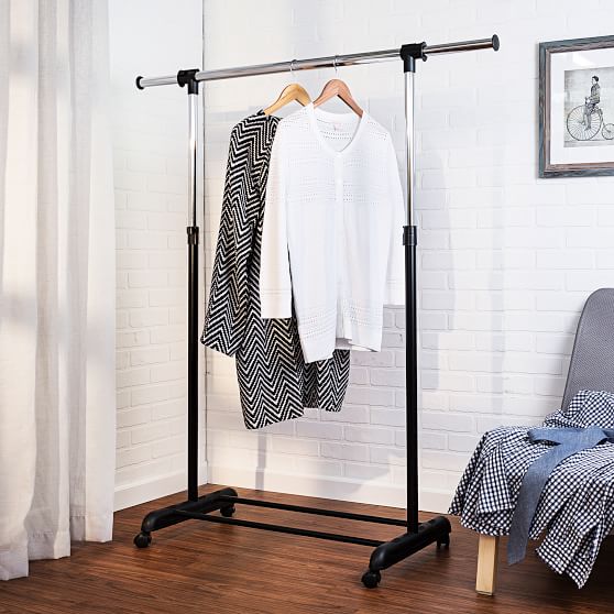 Single Tier Rolling Garment Rack | Dorm Closet Organizer | Pottery Barn ...