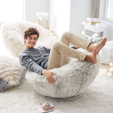 Gray Leopard Faux-Fur Groovy Swivel Chair | Lounge Chair | Pottery Barn ...