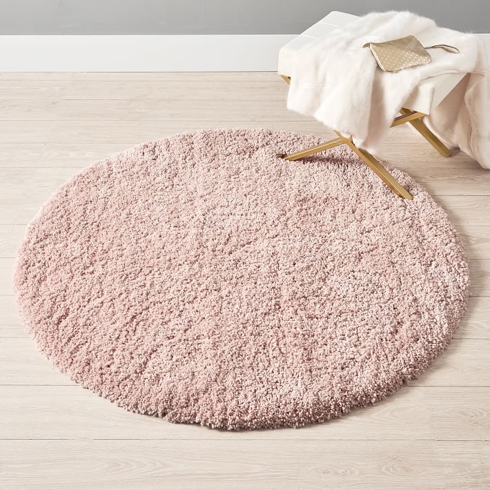 Blush Performance Round Luxe Shag Rug | Teen Rug | Pottery Barn Teen