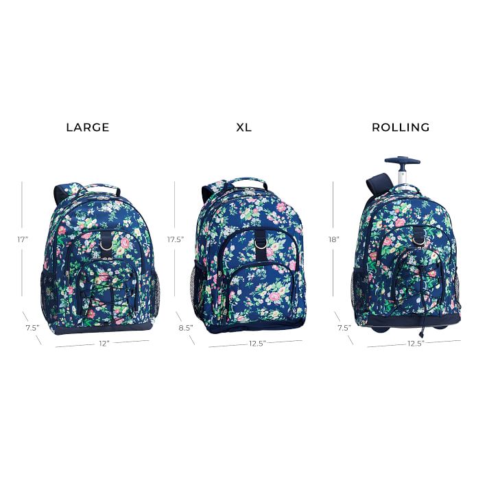 Navy Ditsy Floral Rolling Backpack For Teens | Pottery Barn Teen