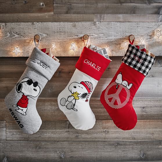 Peanuts® Peace Sign Christmas Stocking | Pottery Barn Teen