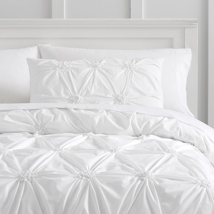 Organic Ruched Rosette Bedding Set | Dorm Bundle | Pottery Barn Teen