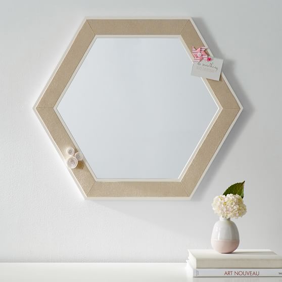 Hexagon Pinboard Framed Decorative Mirror | Pottery Barn Teen