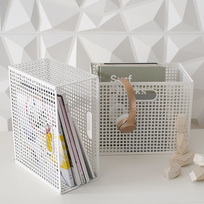 Perforated Metal Storage Storage Bins | Pottery Barn Teen