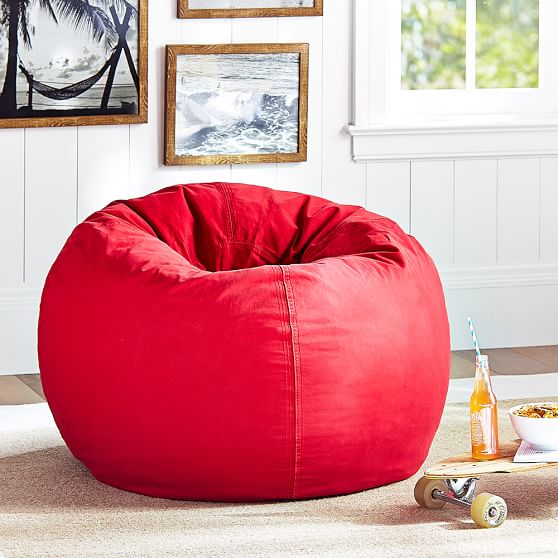 Red Washed Twill Bean Bag Chair | Pottery Barn Teen